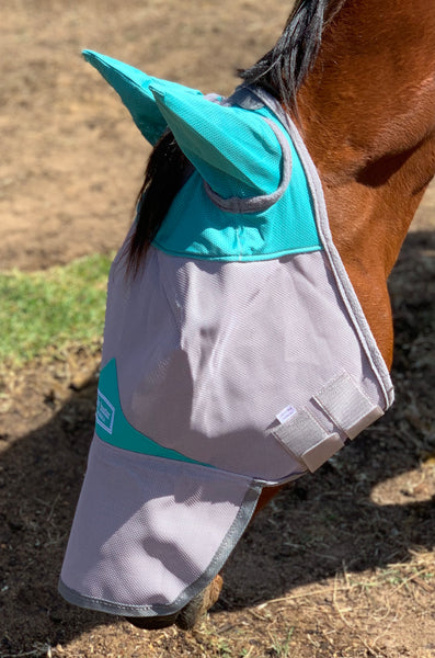 Fly Buster Fly Mask With Ears and Nose - Turquoise – Mane Event ...